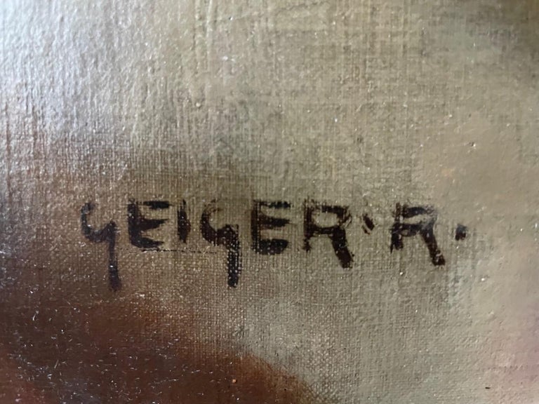 Richard Geiger Large Oil on Canvas Master Painting Scene, Commedia Dell ...