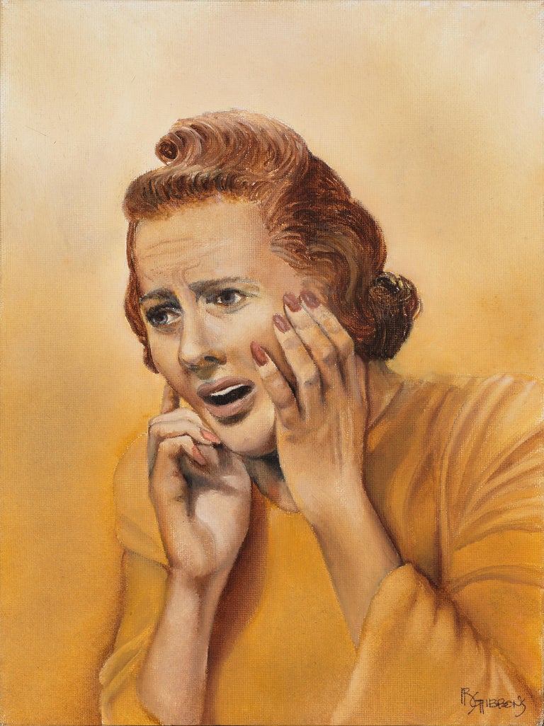 Richard Gibbons - Oh No! - Portrait of a Woman in Shock, Original Oil ...