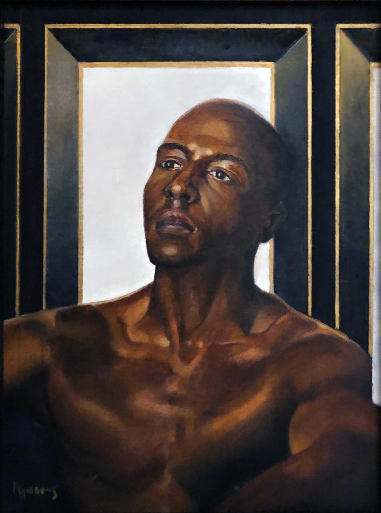 Richard Gibbons - Pondering the Future -Seated Muscular Male Figure ...