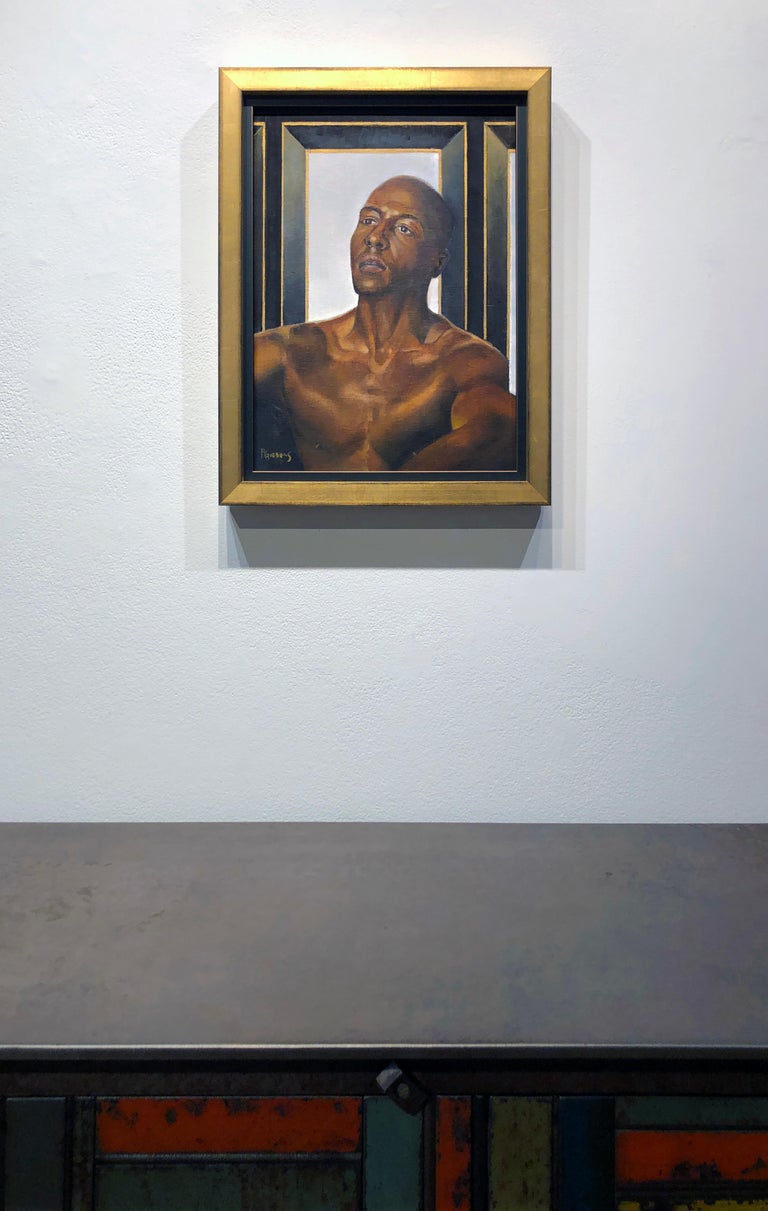 Richard Gibbons - Pondering the Future -Seated Muscular Male Figure ...