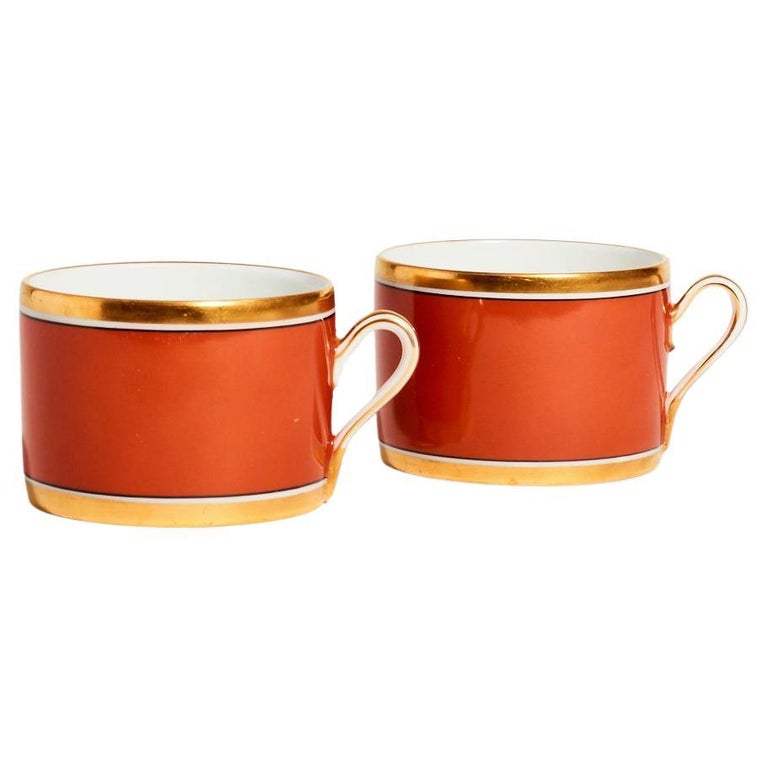 Richard Ginori Burnt Orange Coffee Cups Set of Two at 1stDibs