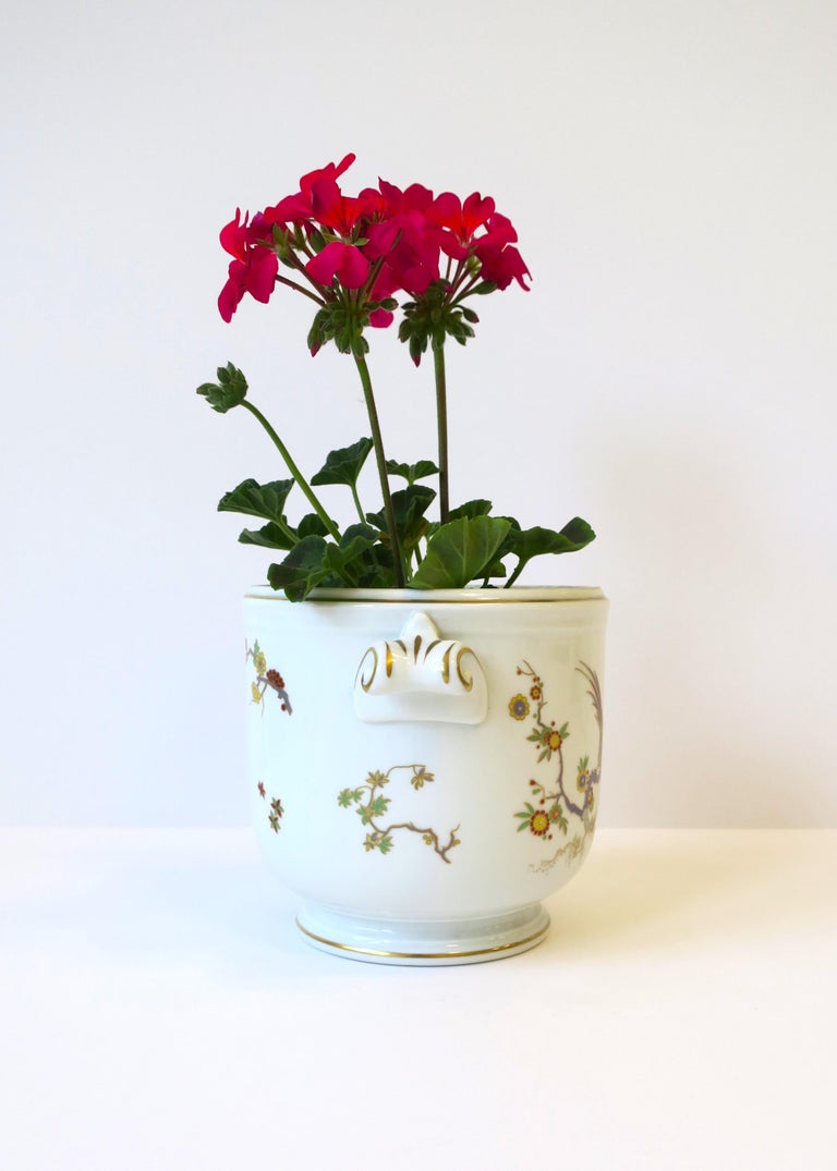 Richard Ginori Italian Porcelain Plant Cachepot Jardiniere with Bird ...