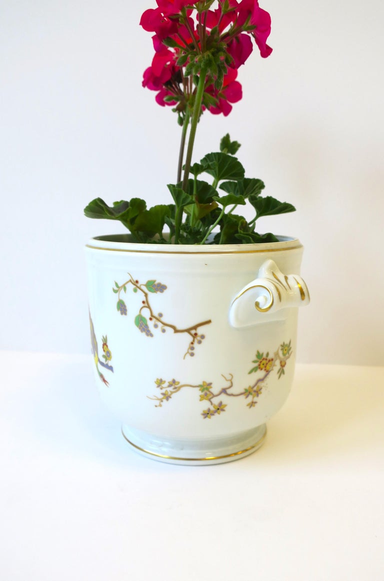 Richard Ginori Italian Porcelain Plant Cachepot Jardiniere with Bird ...