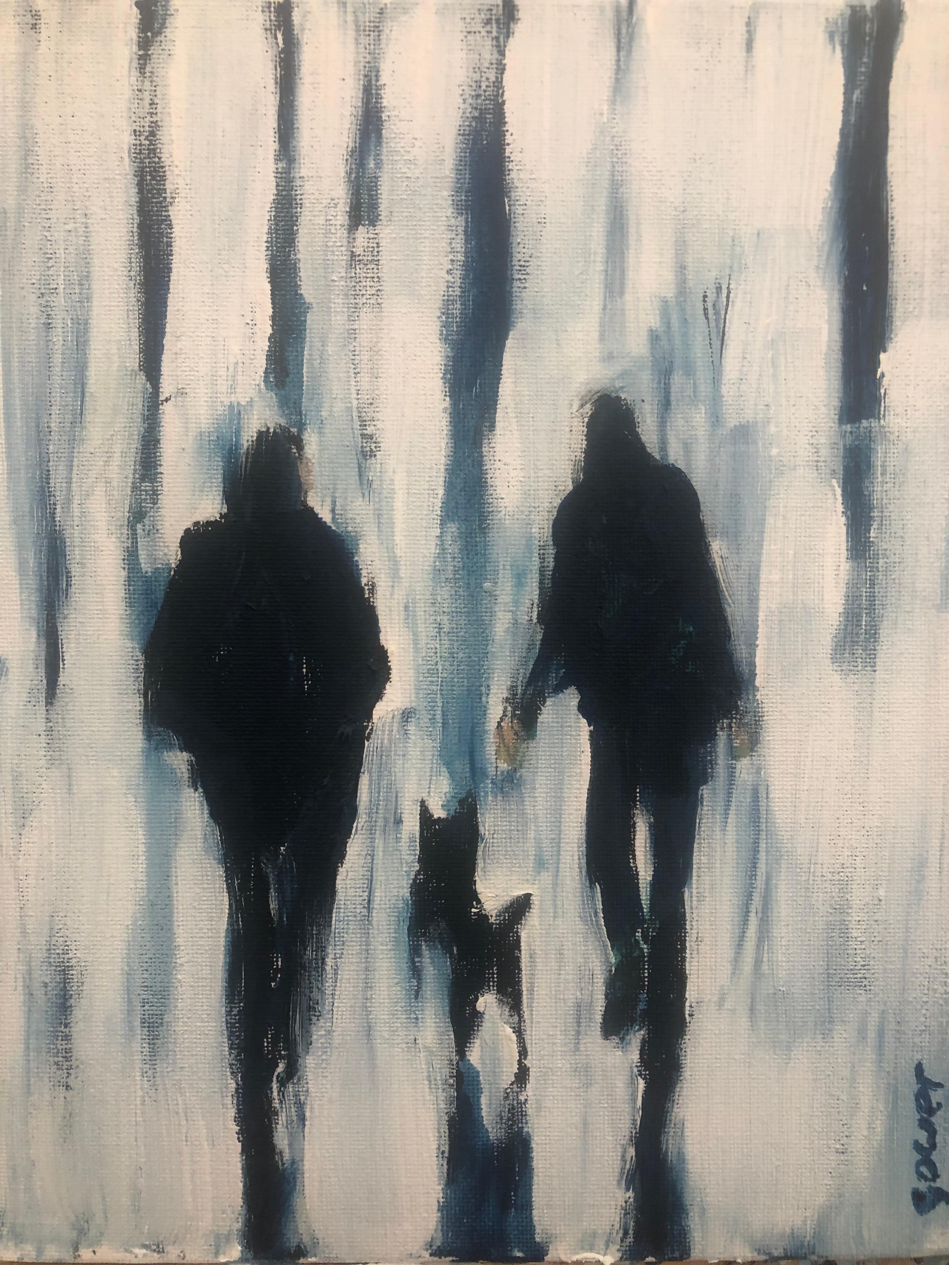 Richard Gower - Park Life... The Dog Walkers- impasto cityscape ...