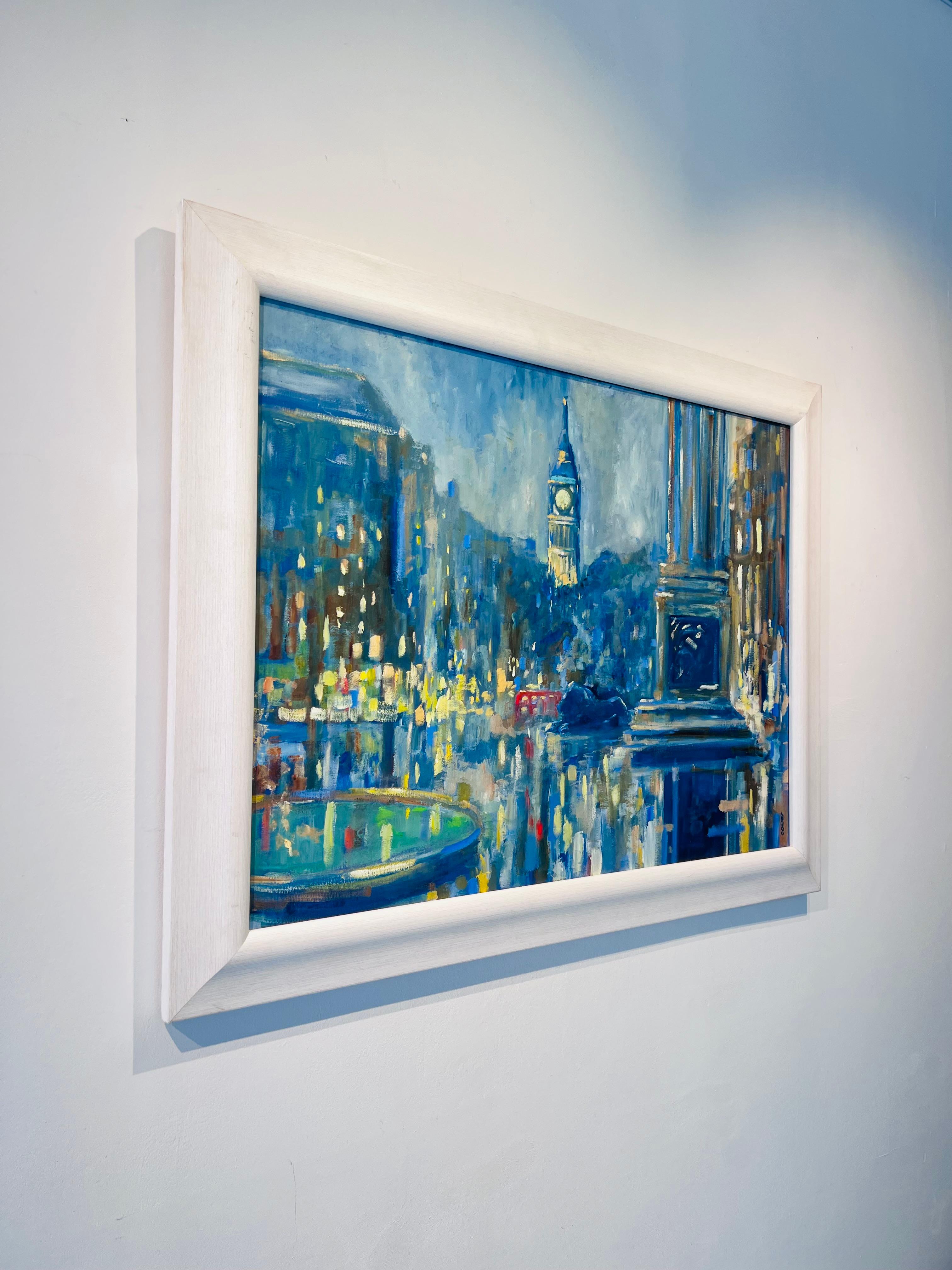 Richard Gower - The City at Dusk... The Red Bus- impasto landscape oil ...