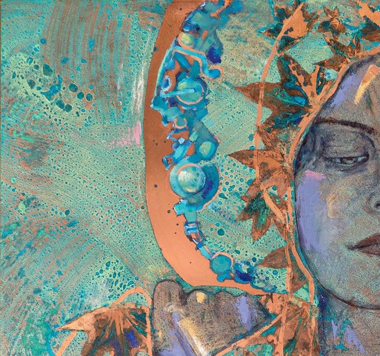 Richard Hawk - “Gatherer” Oil painting on Copper - Exotic Female Figure ...