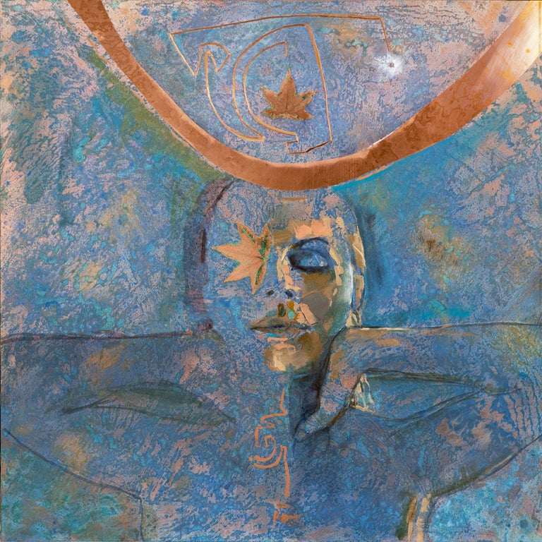 Richard Hawk - "Will" - Oil on Copper Female Figurative Portrait blue ...