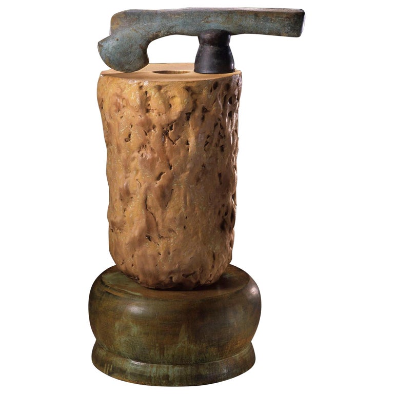 Richard Hirsch Ceramic Altar Bowl with Weapon Sculpture #28, 2001 For ...