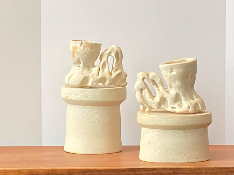 Richard Hirsch Ceramic Creamy White Primal Cups with Stands, 2018 For ...