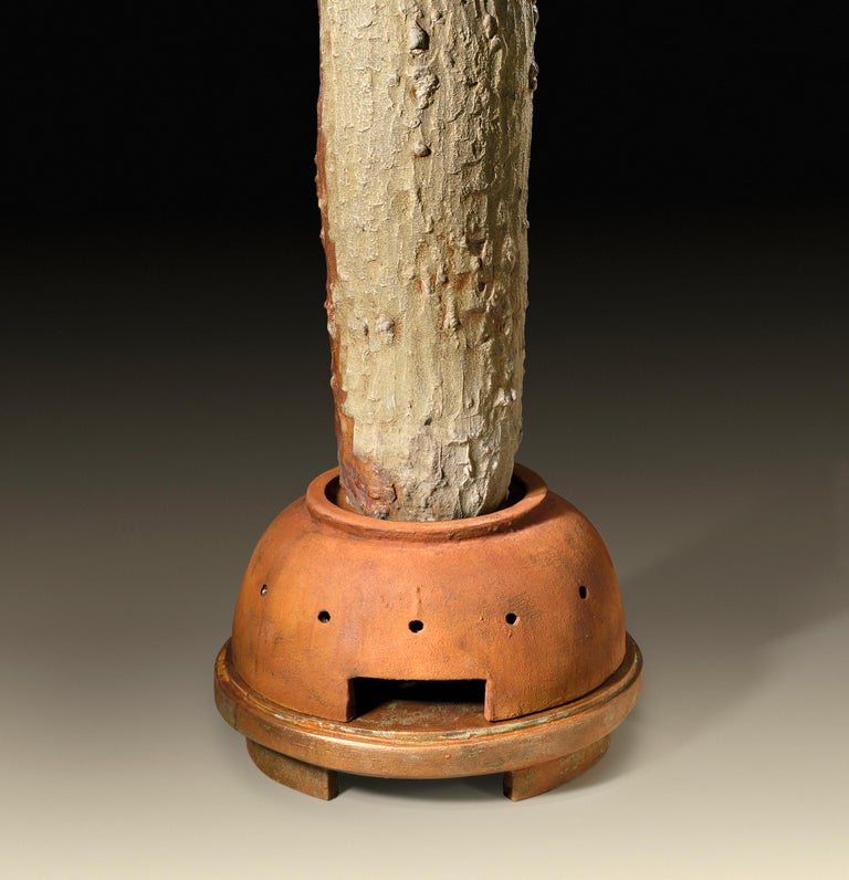 Richard Hirsch Glazed Ceramic Crucible Sculpture with Blown Glass ...