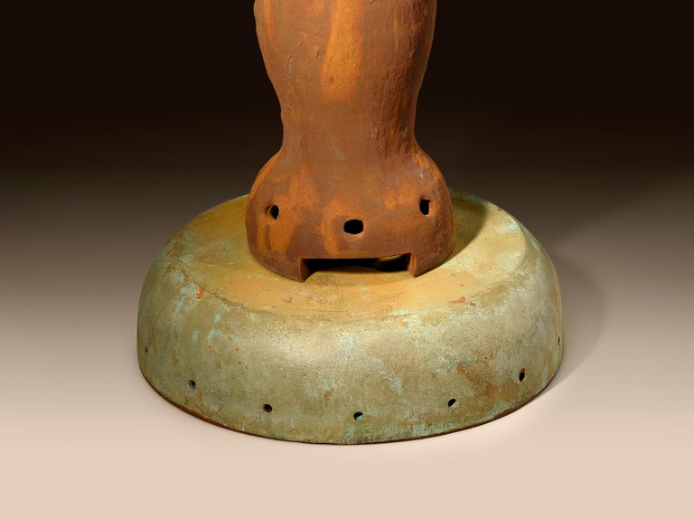 Richard Hirsch Glazed Ceramic Crucible Sculpture #32 with Blown Glass ...