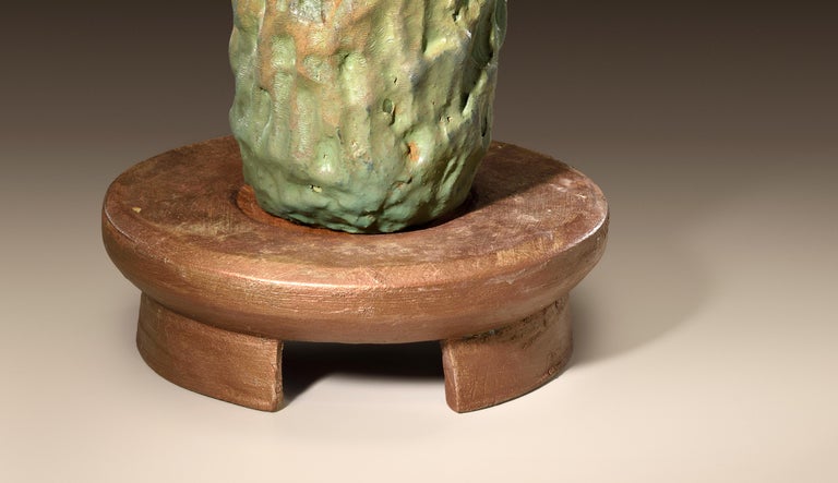 Richard Hirsch Glazed Ceramic Crucible Sculpture with Blown Glass ...