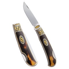 Michael Walker, D-Lock Folder Knife with 22K Gold Inlays at 1stDibs ...
