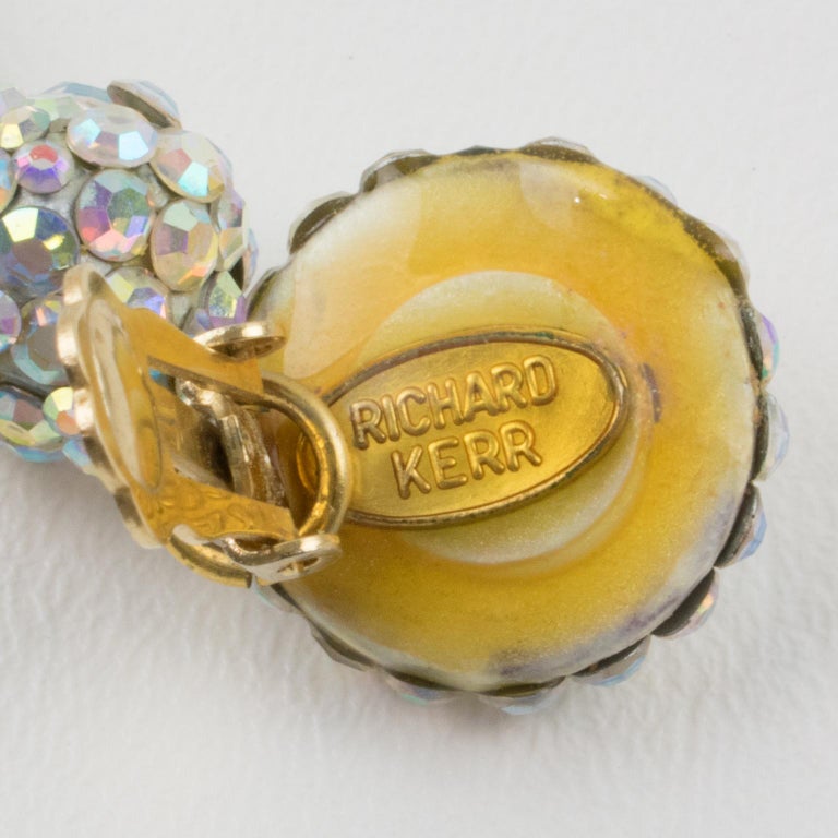 Richard Kerr Dangle AB Crystal Clip Earrings at 1stDibs
