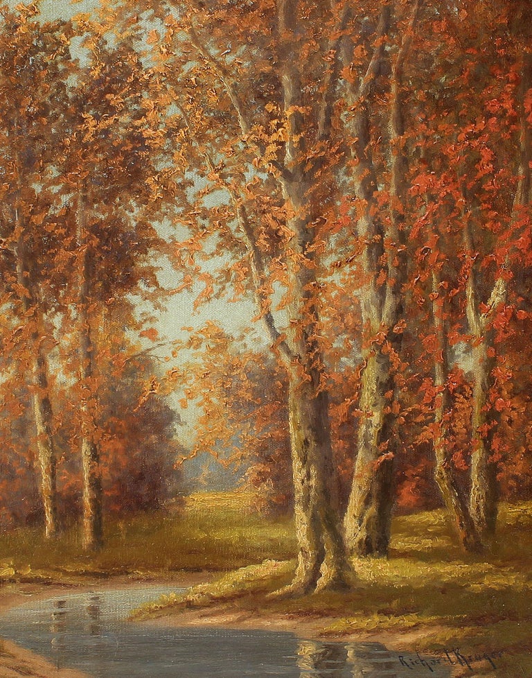 Richard Kruger - Antique American Impressionist Sunlit Forest Interior ...