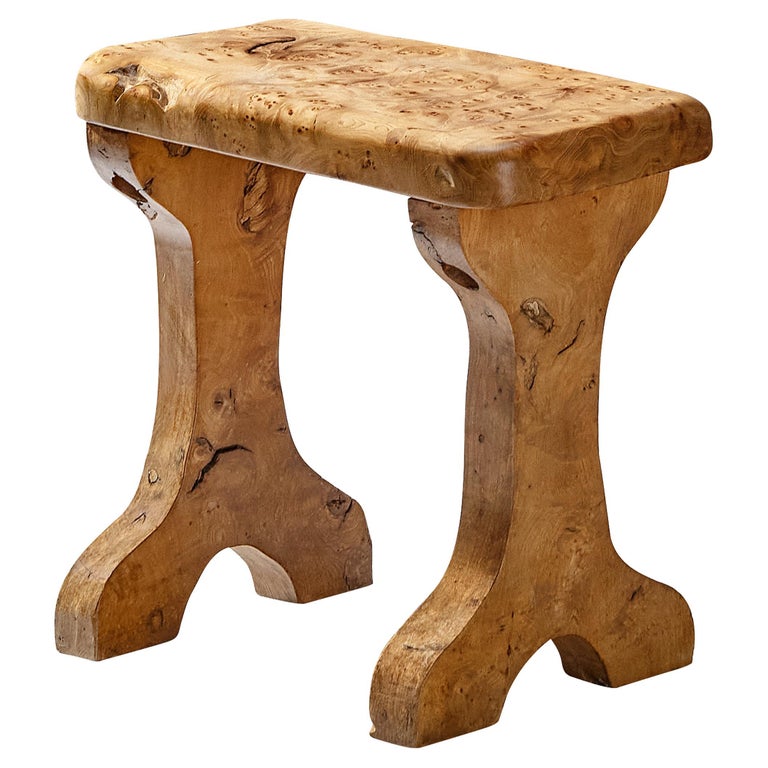 Richard Lecompte Side Table or Stool in Birdseye Elm For Sale at 1stDibs