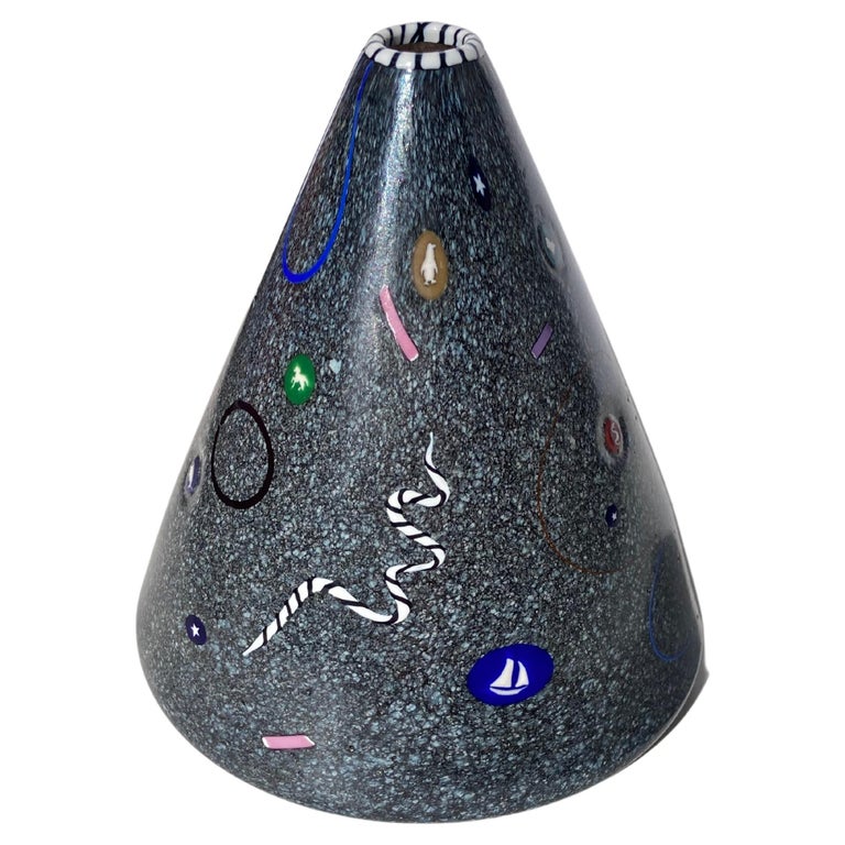 Richard Marquis Latticino Glass Cone Vase /Sculpture, by Noble Effort ...