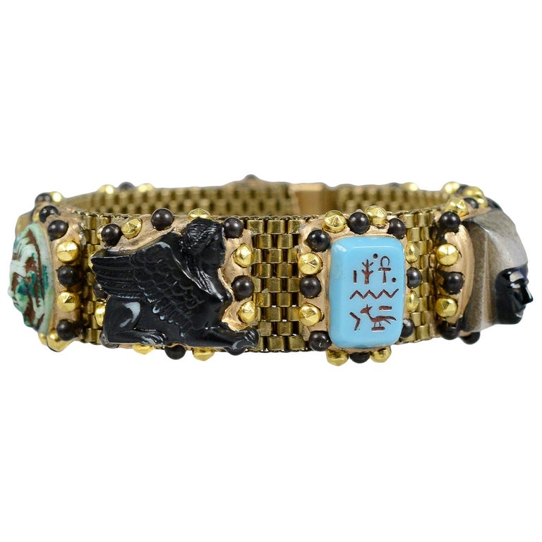 Richard Minadeo Sphinx and Pharaoh Charm Bracelet For Sale at 1stDibs