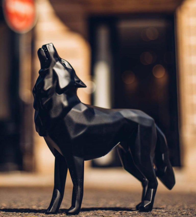 Richard Orlinski - Howling Wolf, Matte Black For Sale at 1stDibs