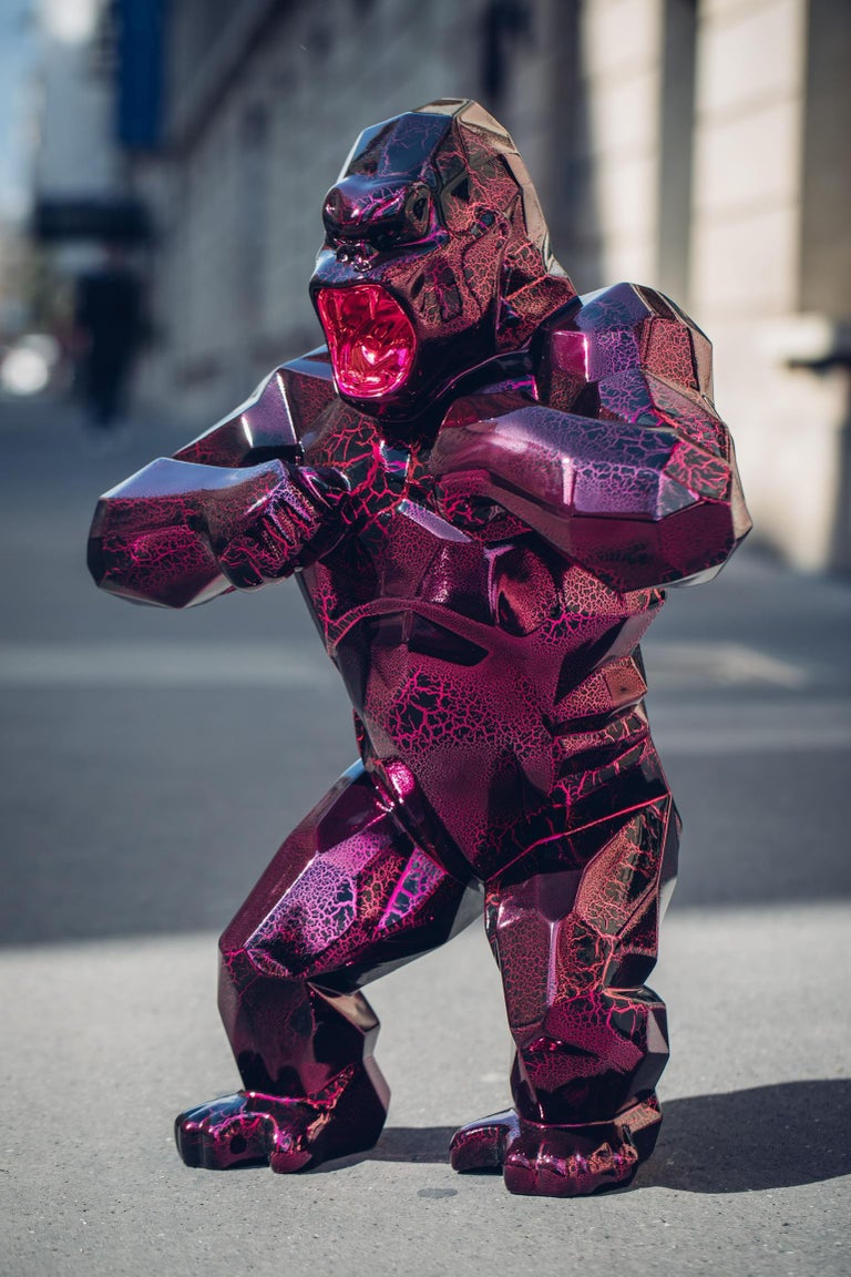 Richard Orlinski - Wild Kong, Chrome Crackled Pink For Sale at 1stDibs