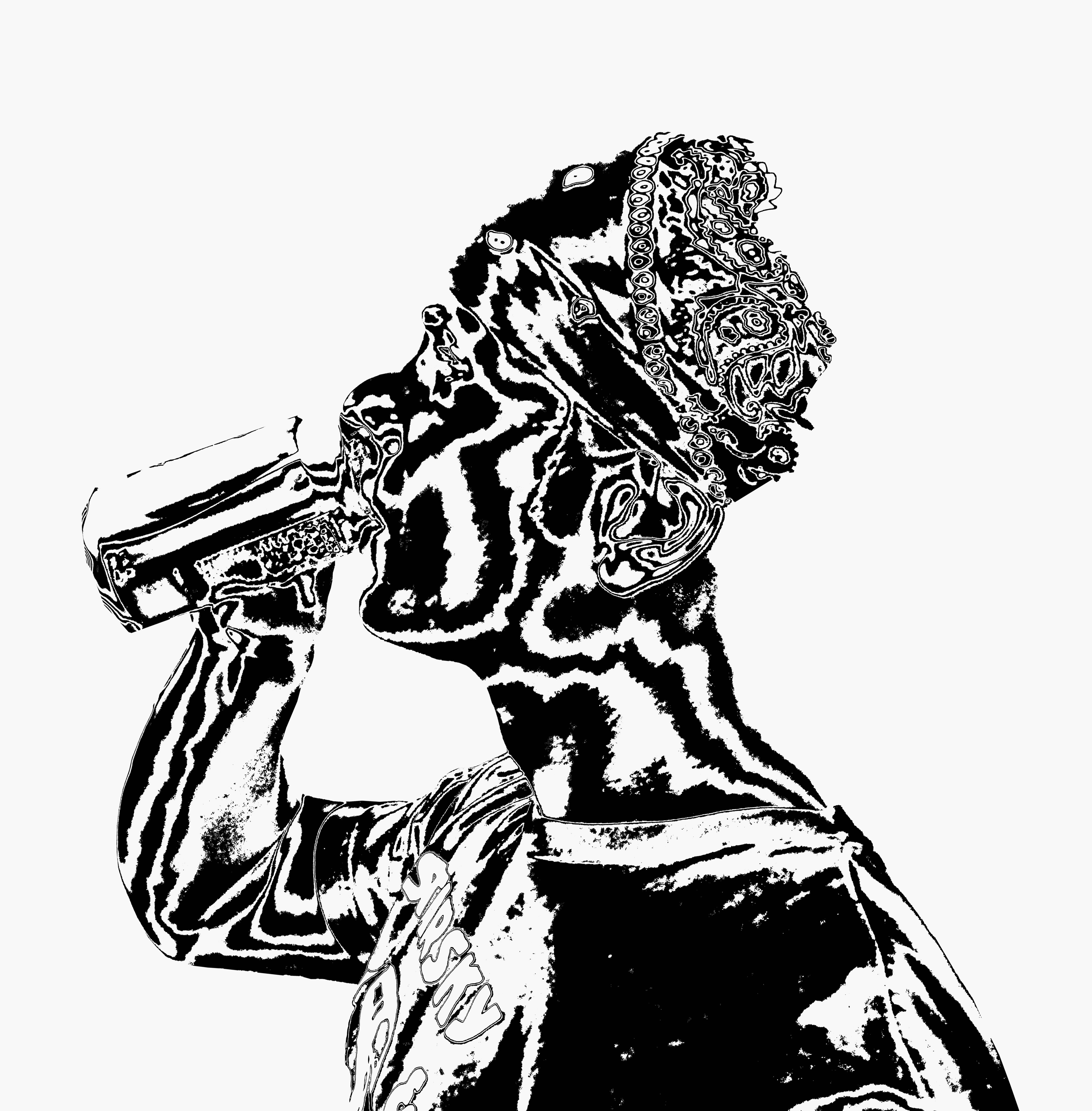 Richard Scudder - Three Giraffes - In Red and Black, Hand Printed Work ...