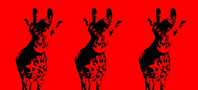Richard Scudder - Three Giraffes - In Red and Black, Hand Printed Work ...