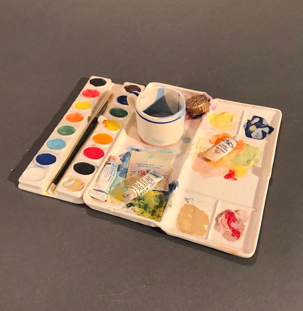 Richard Shaw - Watercolor Palette with Tea Cup For Sale at 1stDibs