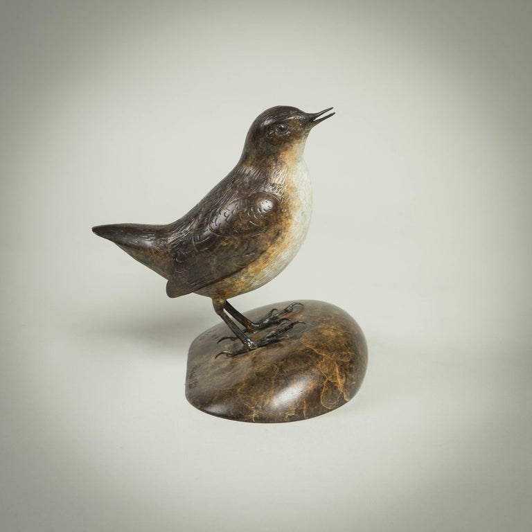 Richard Smith b.1955 - 'Dipper' Solid Bronze Modern Bird Sculpture ...