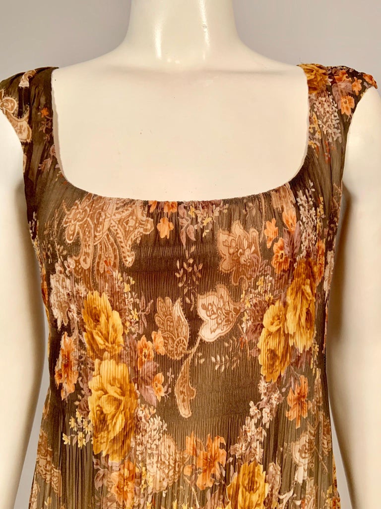 Richard Tyler Couture Autumn Floral Printed Silk Chiffon Dress For Sale ...