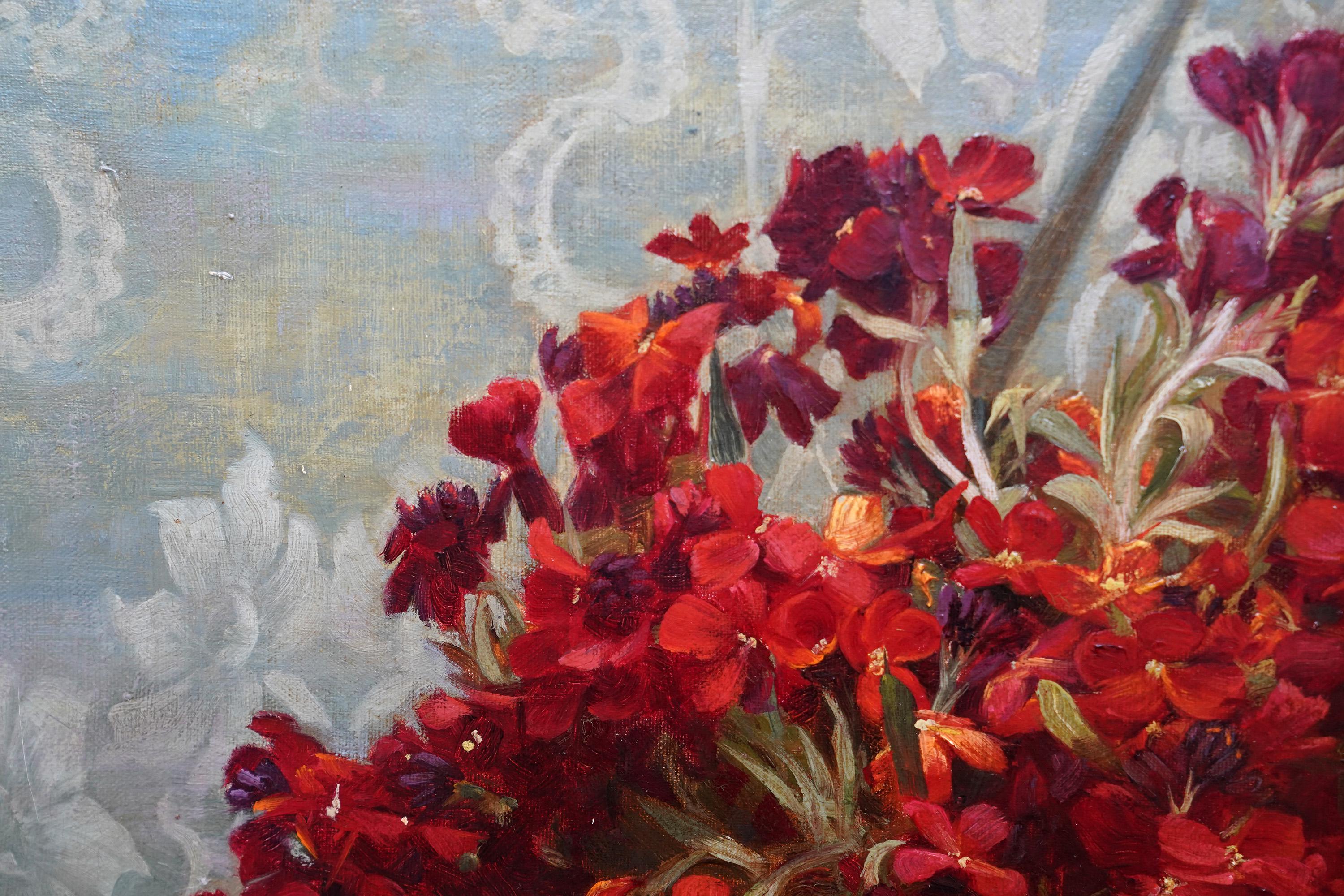 Richard Willies Maddox - Still Life of Flowers with Chinese Antique ...