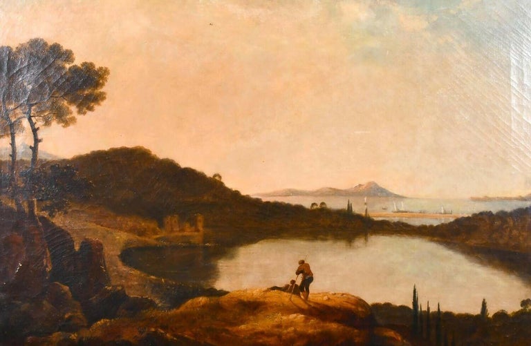 Follower of Richard Wilson (1713-1782) Antique Oil Figures in Sunset ...