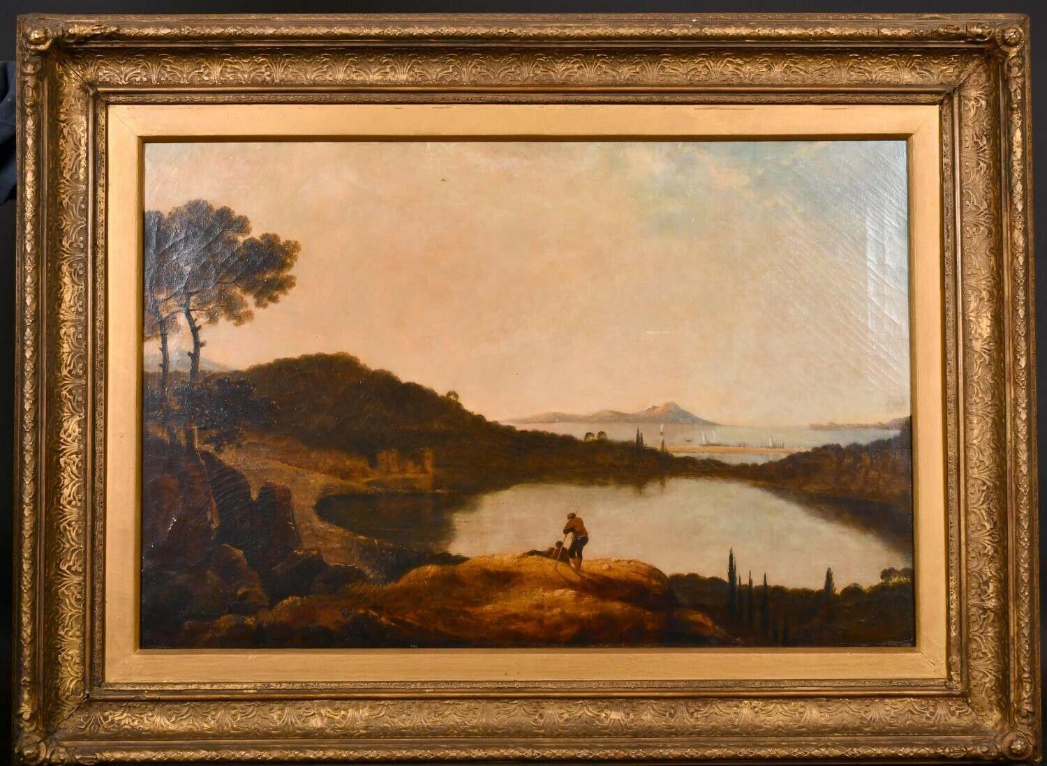 Follower of Richard Wilson (1713-1782) Antique Oil Figures in Sunset ...