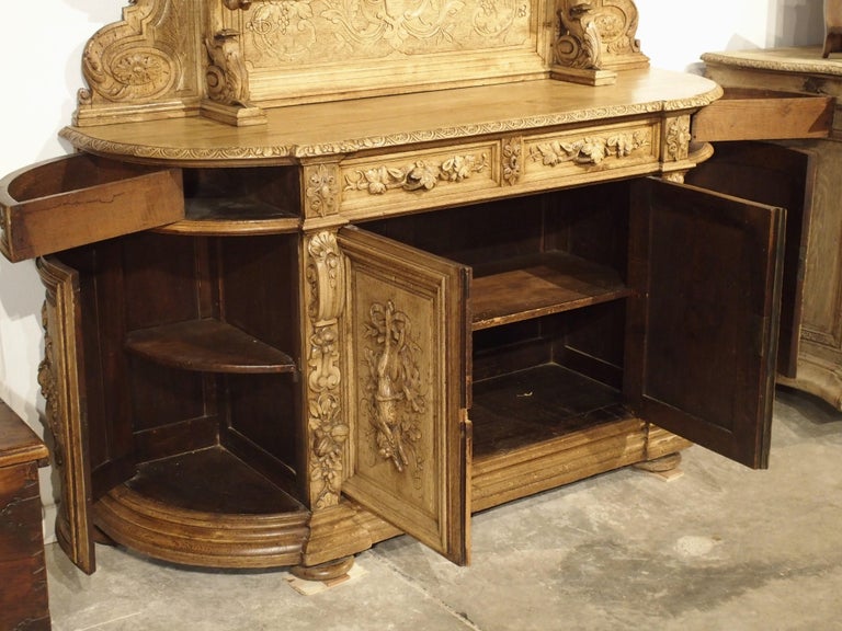 Richly Carved French Hunt Buffet "St. Hubert" in Blonde Oak, circa 1890 ...