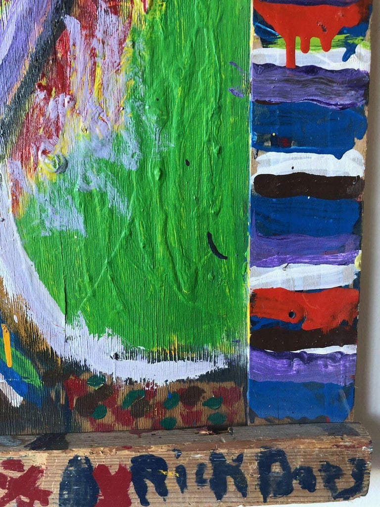 Rick Borg - Face With Angel on Found Wood//Folk Art For Sale at 1stDibs