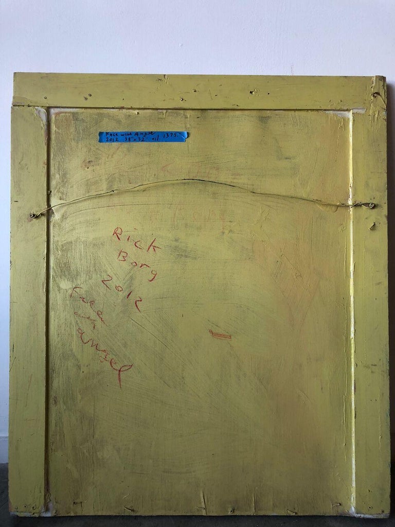 Rick Borg - Face With Angel on Found Wood//Folk Art For Sale at 1stDibs