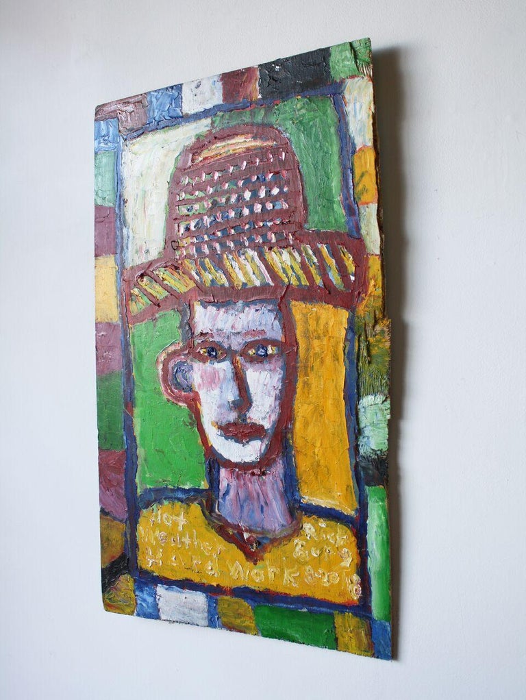 Rick Borg - Hot Weather Hard Worker on Found Wood//Folk Art For Sale at ...