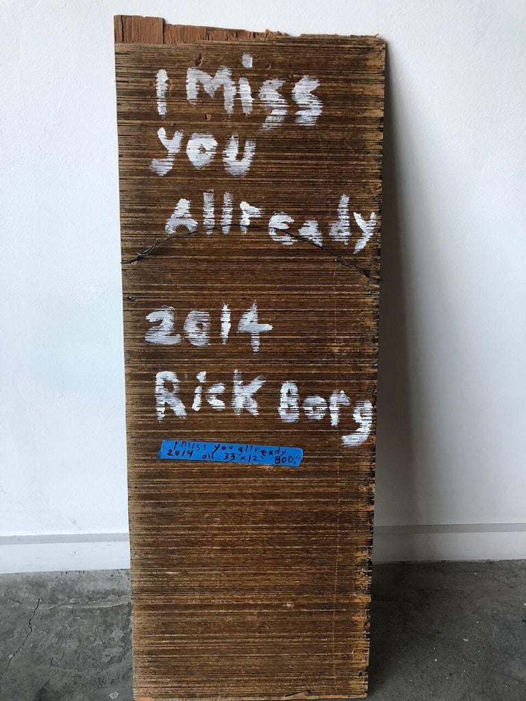 Rick Borg - I Miss You Already on Found Wood//Folk Art For Sale at 1stDibs