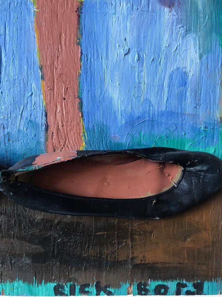 Rick Borg - Young Woman in Pleated Dress on Found Wood//Folk Art For ...