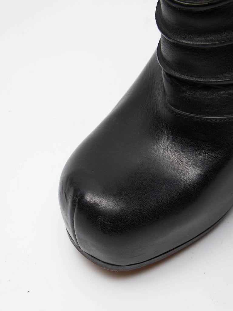 Rick Owens Black High Leather Hessian Boots For Sale at 1stDibs