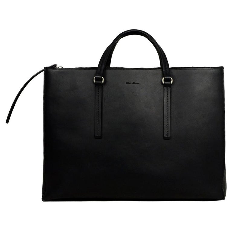 Rick Owens Black Leather Open Tote Bag w/ zip at 1stDibs