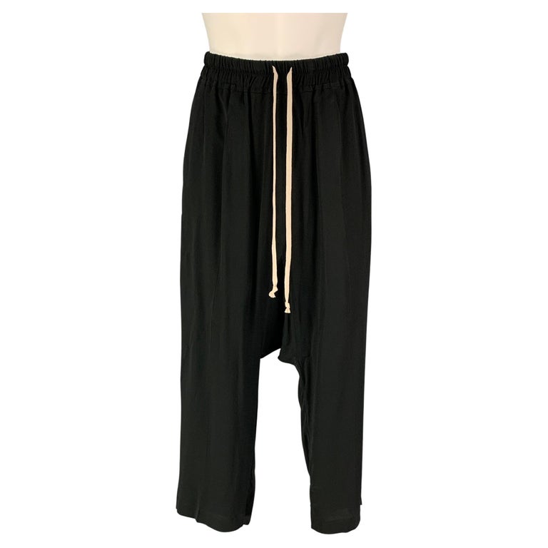 RICK OWENS FOGACHINE SS 22 Size 10 Black Acetate Silk Cropped Drop ...
