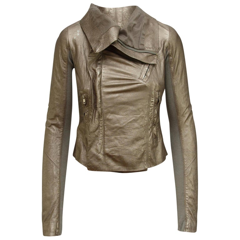 Rick Owens Metallic Gold Leather Jacket at 1stDibs