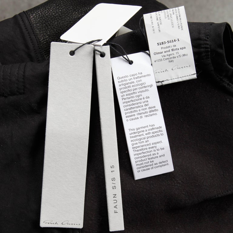 Rick Owens Unworn with Tags S/S 2015 Avant Garde Black Leather Jacket ...