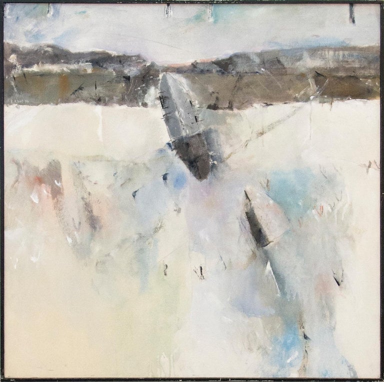 Rick Rivet - Journey No 19 - white, blue, grey, indigenous, abstract ...