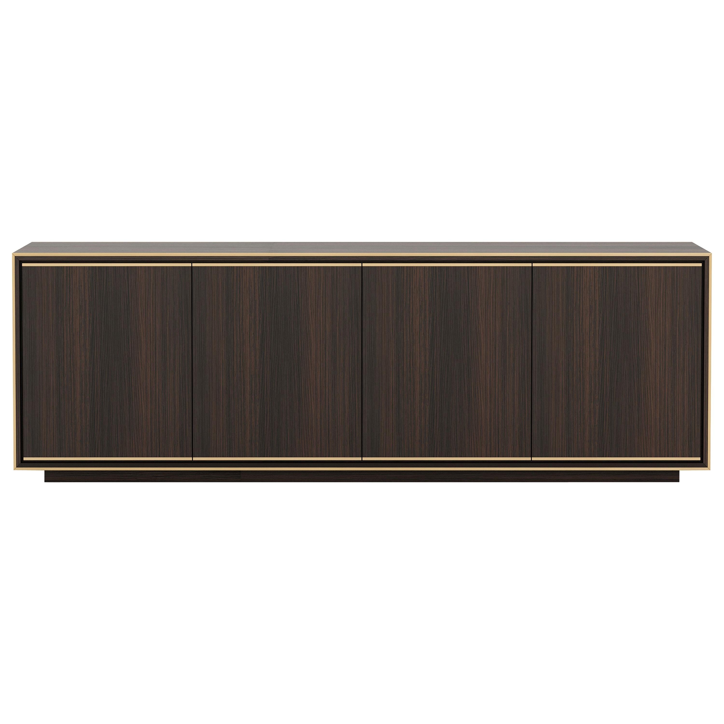 Italian contemporary wood and travertine Sideboard at 1stDibs