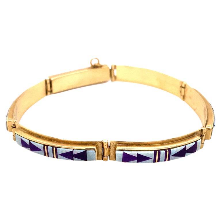 Rick Tolino / Wilbert Muskett Navajo Opal Inlay Panel Bracelet in 14 ...