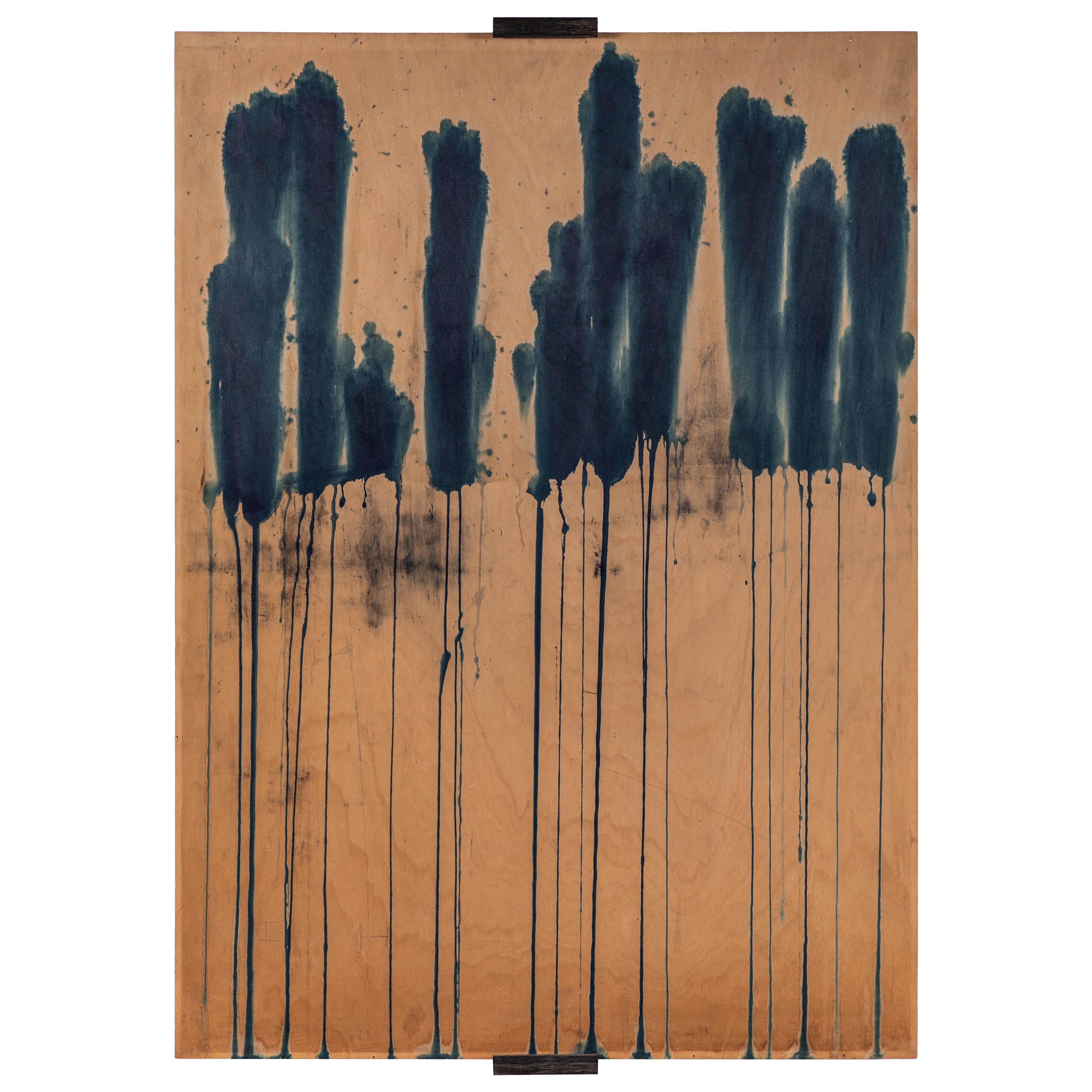 Ricker Handmade Original Abstract Artwork Made with Indigo Dye at 1stDibs