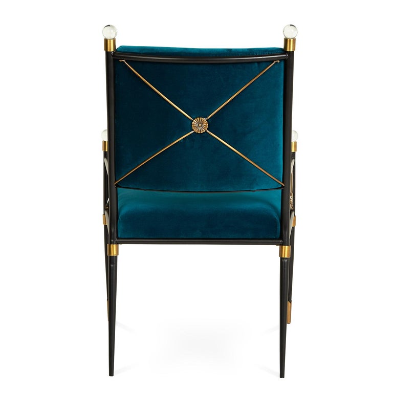 Rider Peacock Velvet Side Chair For Sale at 1stDibs