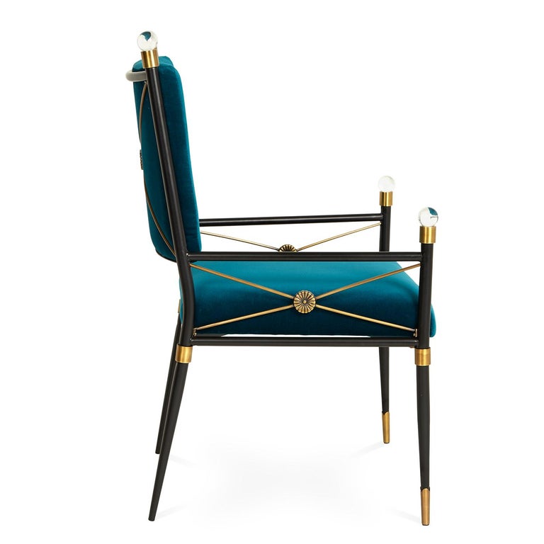 Rider Peacock Velvet Side Chair For Sale at 1stDibs
