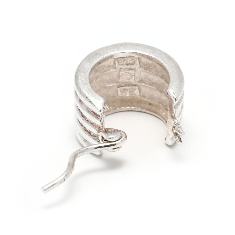 Ridged Huggie Hoop Earrings, Sterling Silver, Wide Ribbed For Sale at ... Ridged Huggie Hoop Earrings, Sterling Silver, Wide Ribbed For Sale at ...